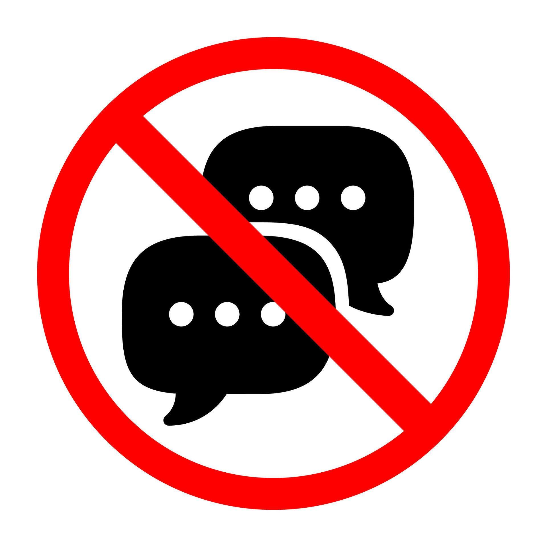 No Chatting Allowed Prohibition Sign 40557434 Vector Art at Vecteezy