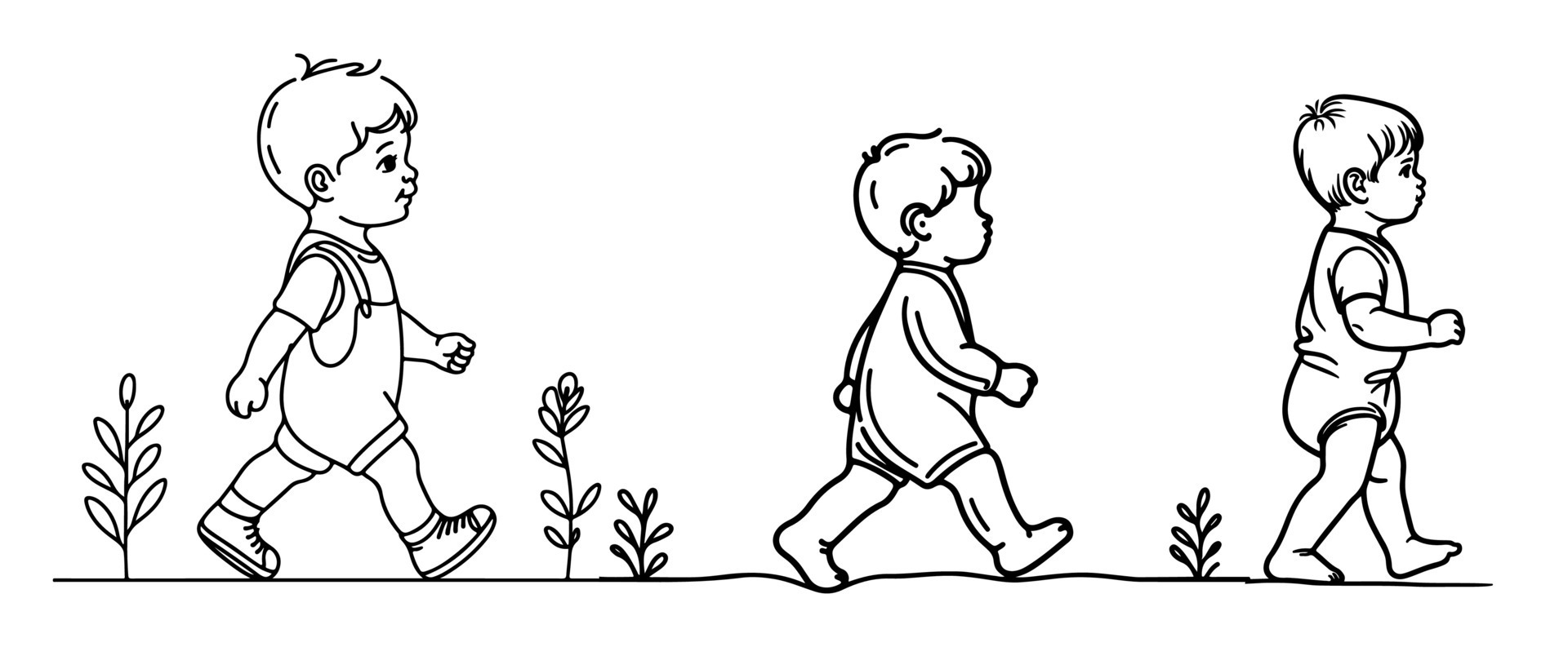 Continuous one black line art hand drawing child walking doodles ...