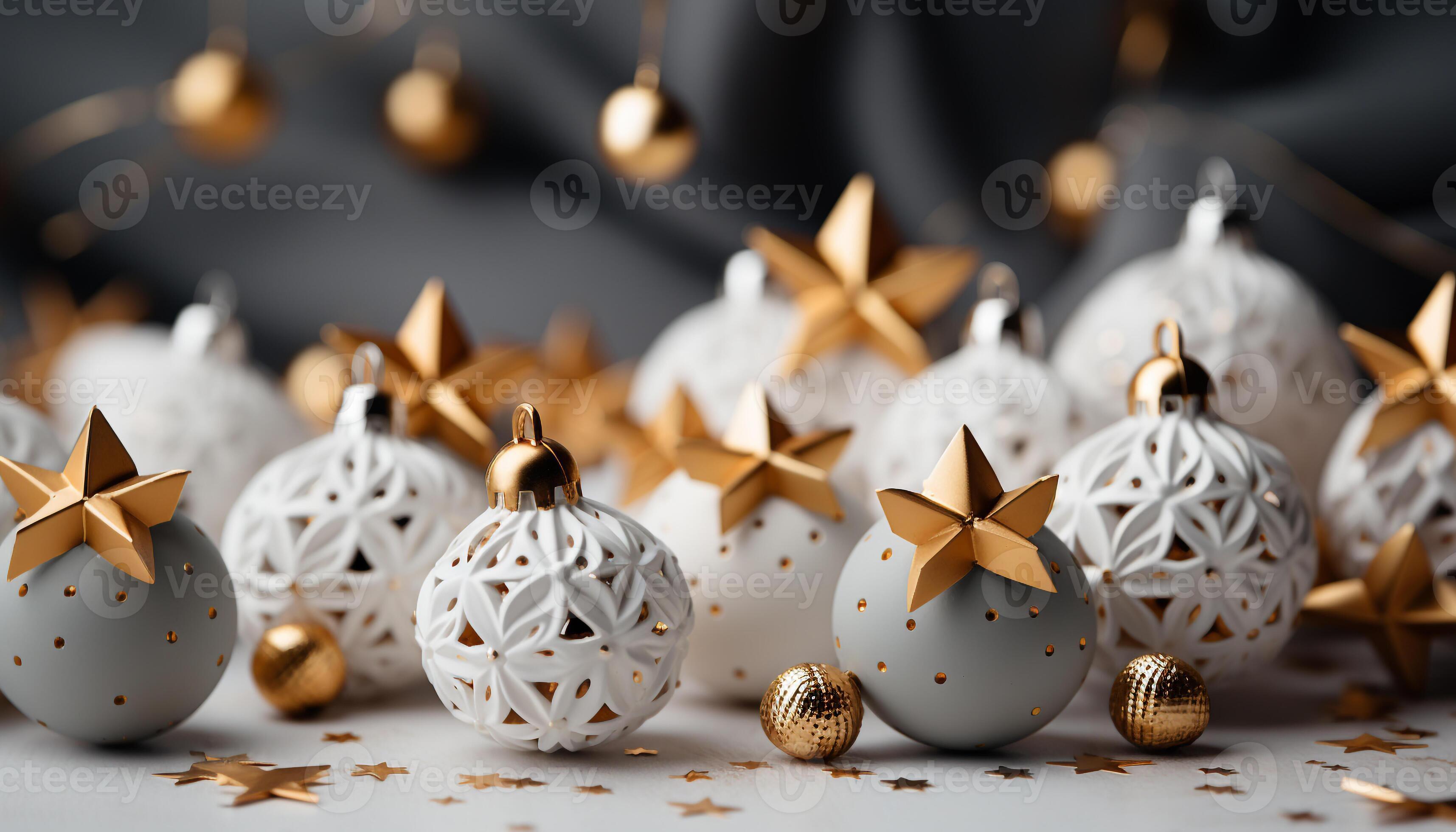 AI generated Christmas ornament decorating a bright gold colored Christmas tree generated by AI ...