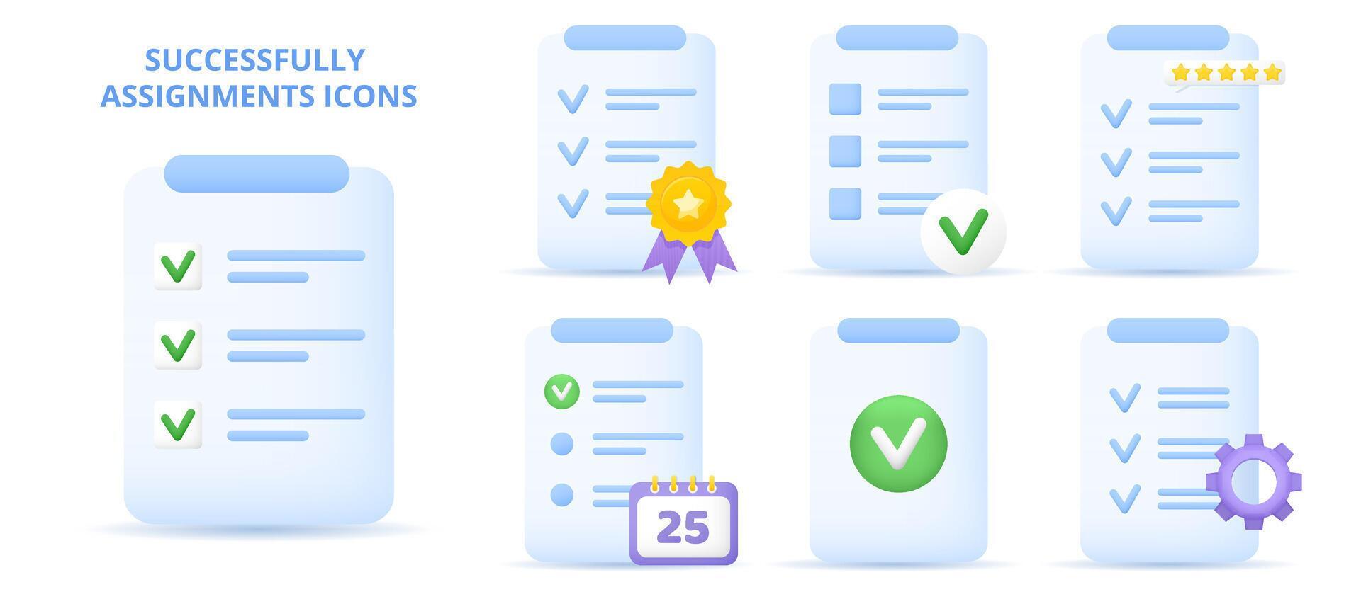 Successfully Assignment icons set 40571479 Vector Art at Vecteezy