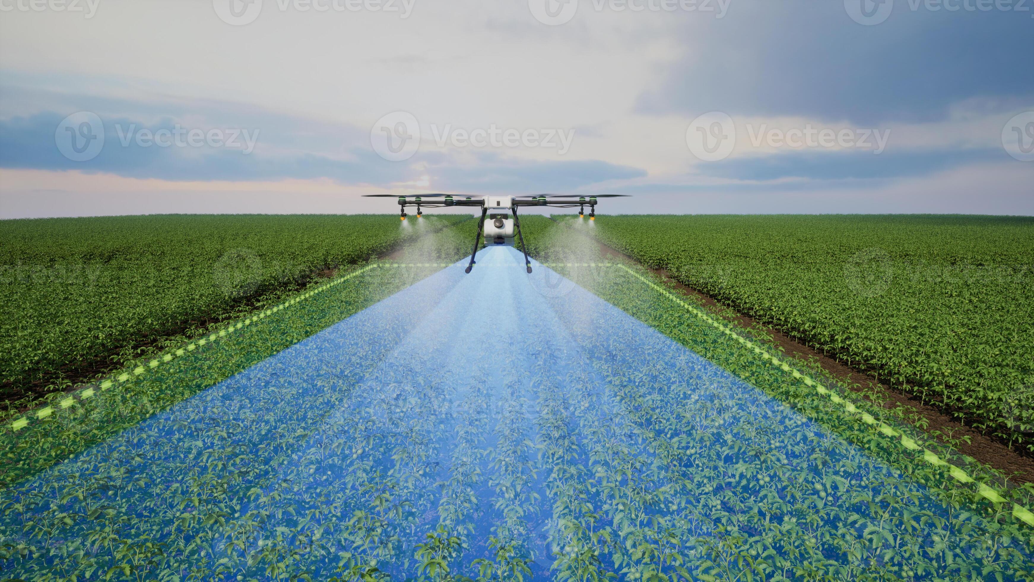 Agriculture drone using lidar scanning to spray fertilizer on the tomato fields, Innovation of ...