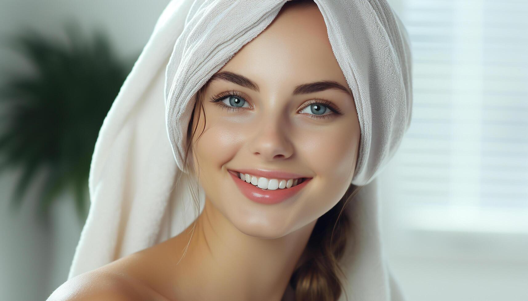 Ai Generated Beautiful Woman Smiling Looking At Camera Radiating Happiness And Freshness