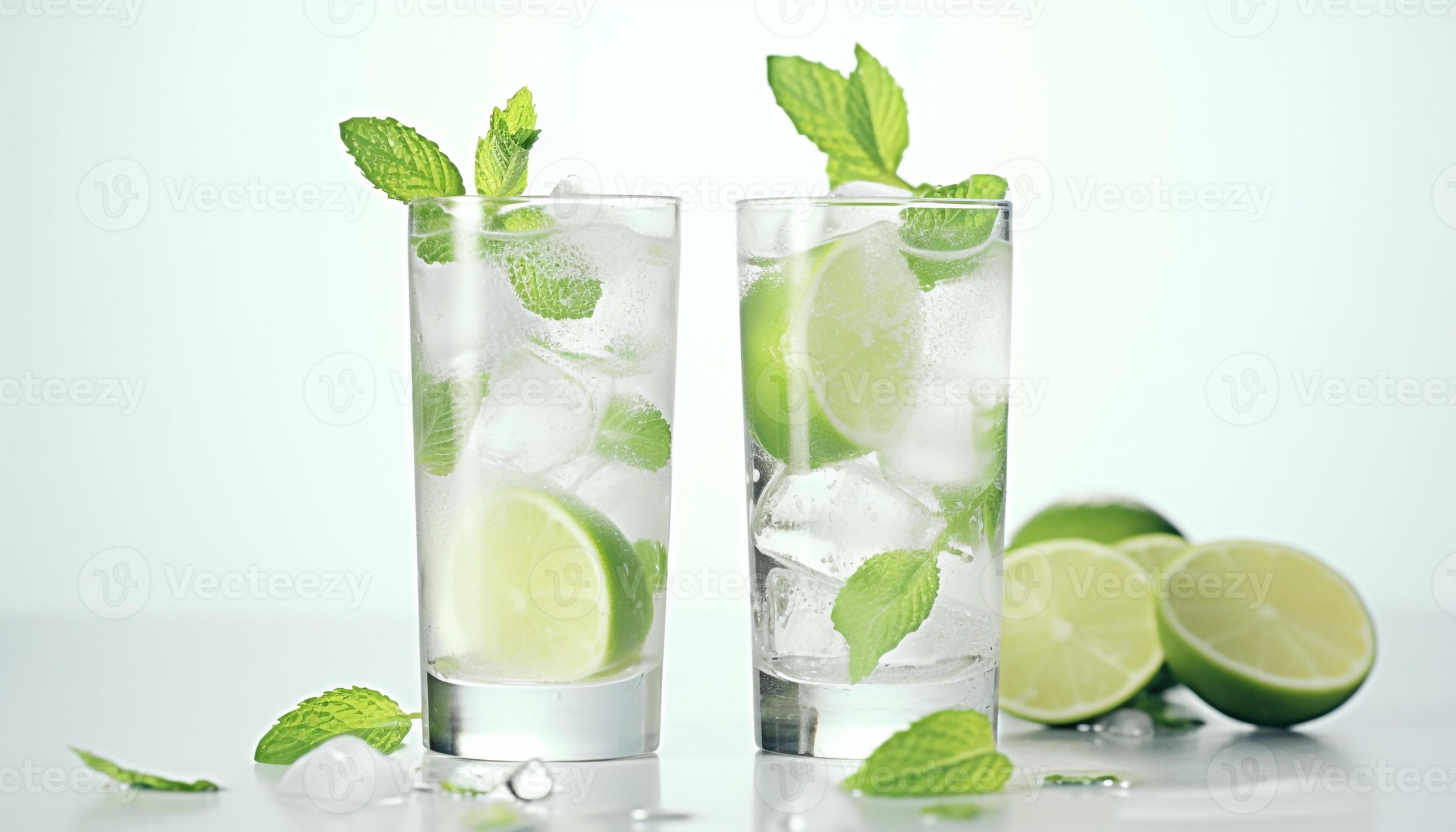 AI generated Refreshing mojito cocktail with lime, mint, and citrus fruit generated by AI ...