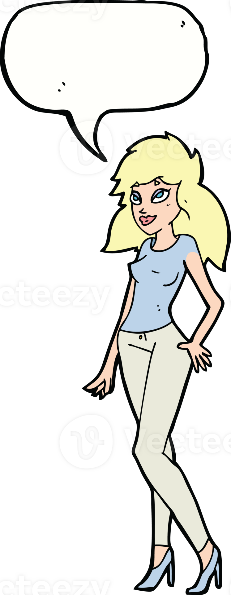 Cartoon Pretty Woman With Speech Bubble 40694128 Png