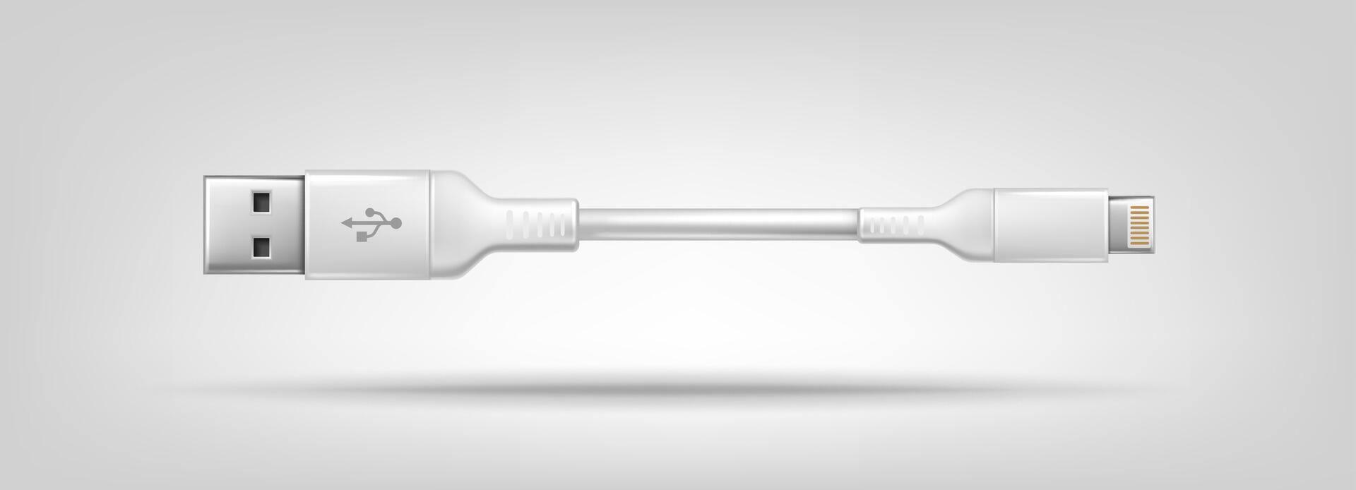 3d Realistic Vector Icon White Usb Cabel Charger 40694465 Vector Art