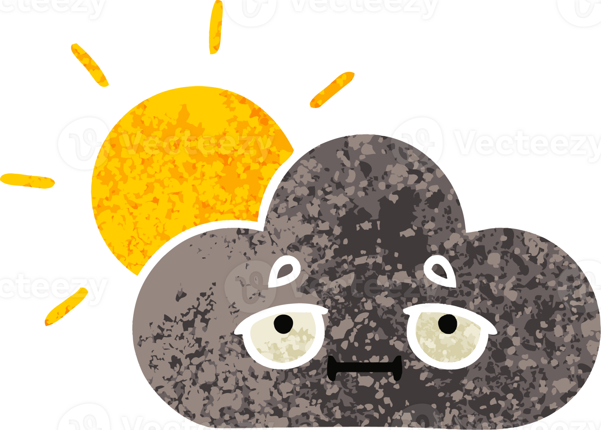 Retro Illustration Style Cartoon Storm Cloud And Sun 40695488 Png