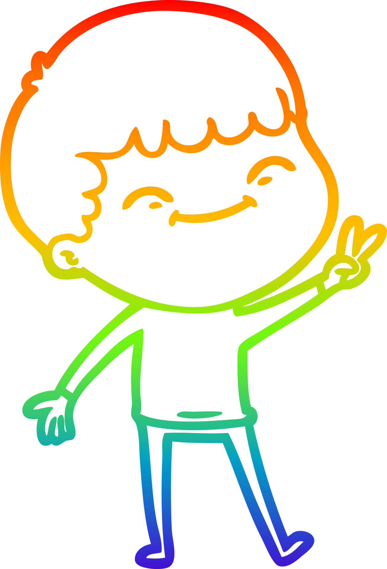 Desenho De Linha Gradiente Arco íris Desenho Animado Menino Feliz 40696432 Png