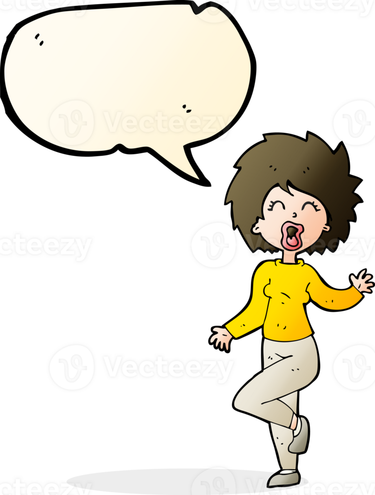 Cartoon Woman Dancing With Speech Bubble 40703252 Png