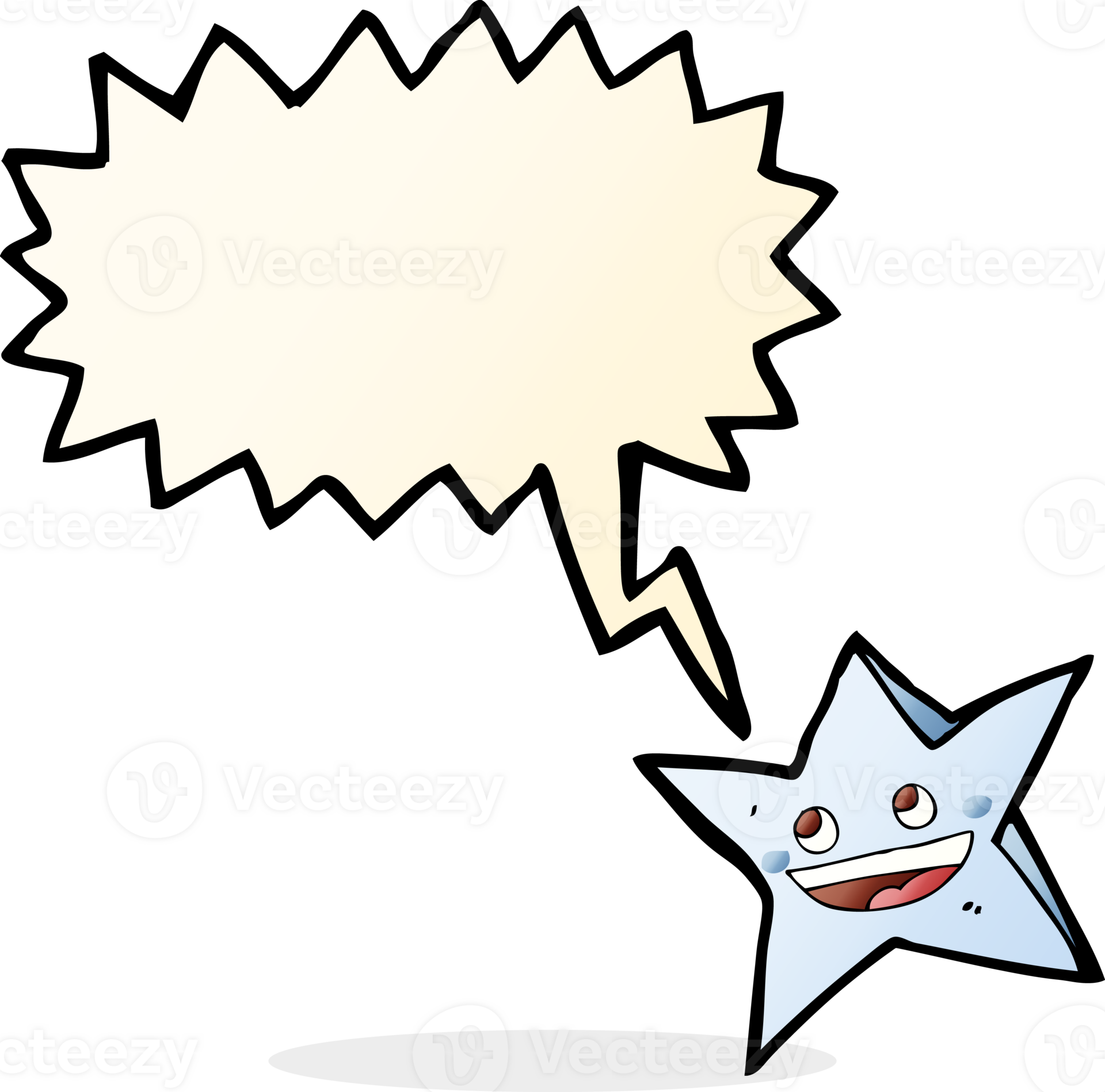 cartoon happy star character with speech bubble 40706305 PNG