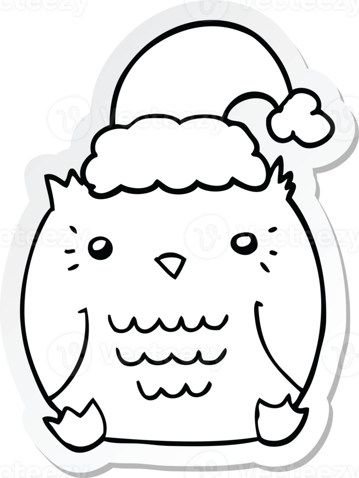 Sticker Of A Cute Cartoon Owl Wearing Christmas Hat 40706362 Png