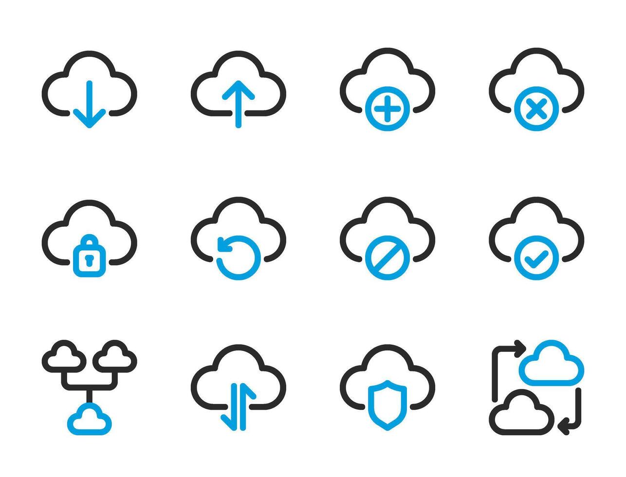 Cloud server icon set, for cloud computing, information technology, AI ...