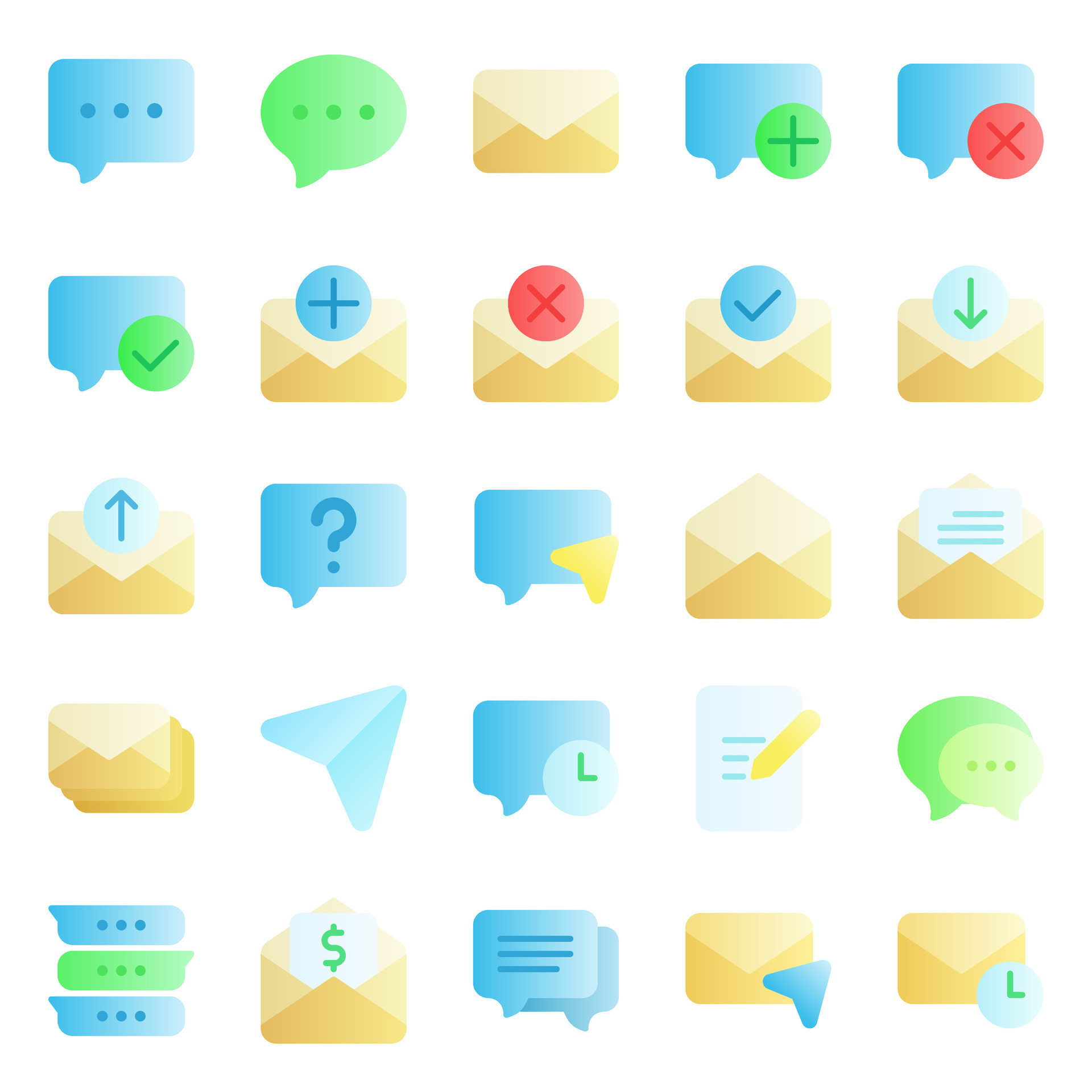 Message icon set, for communication needs, social media, correspondence ...