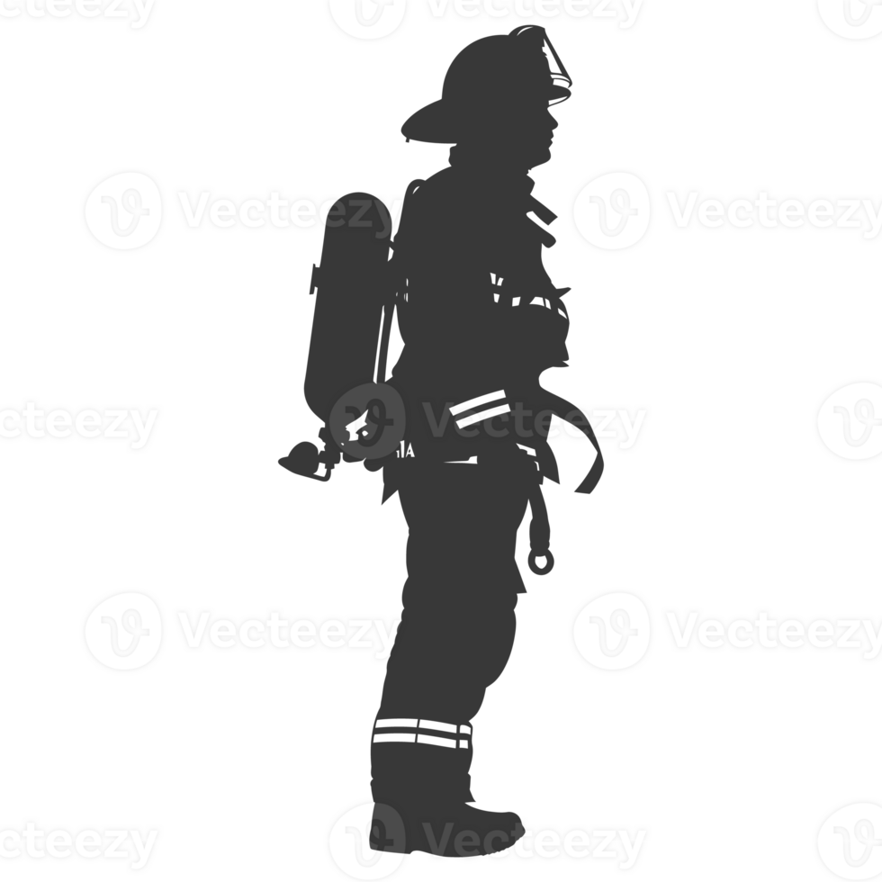 AI generated Silhouette firefighter wearing safety equipment black ...