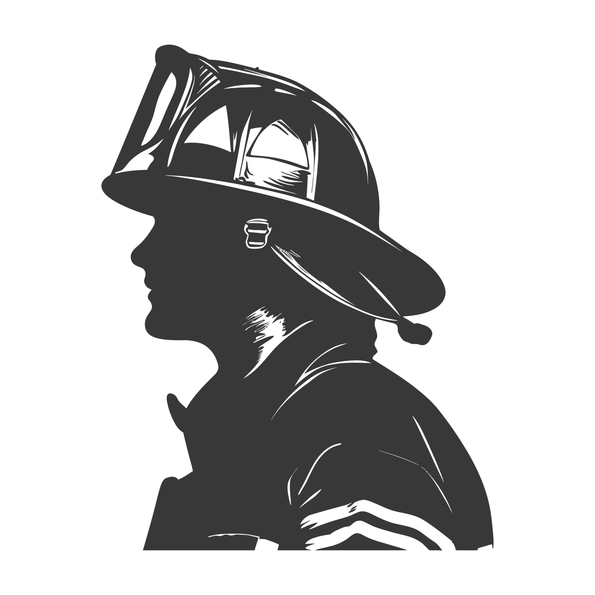 AI generated Silhouette firefighter wearing safety equipment black ...