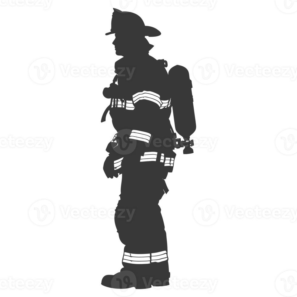 AI generated Silhouette firefighter wearing safety equipment black ...