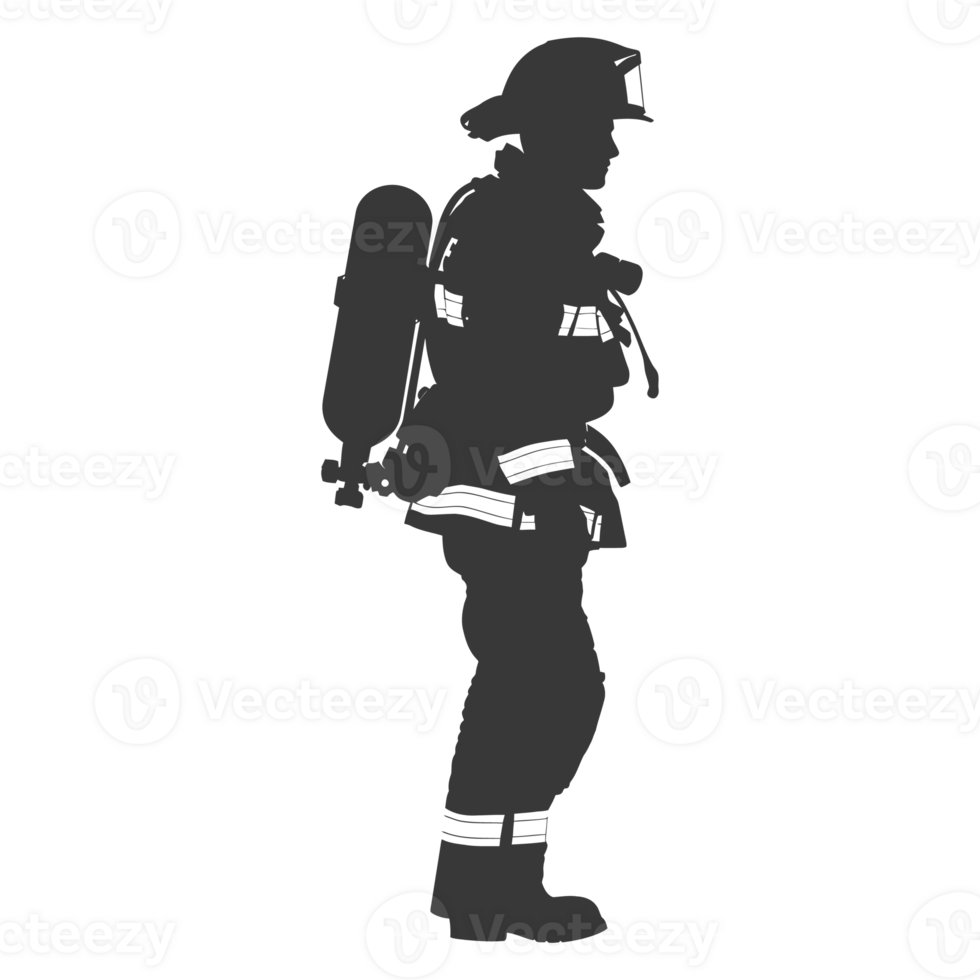 AI generated Silhouette firefighter wearing safety equipment black ...