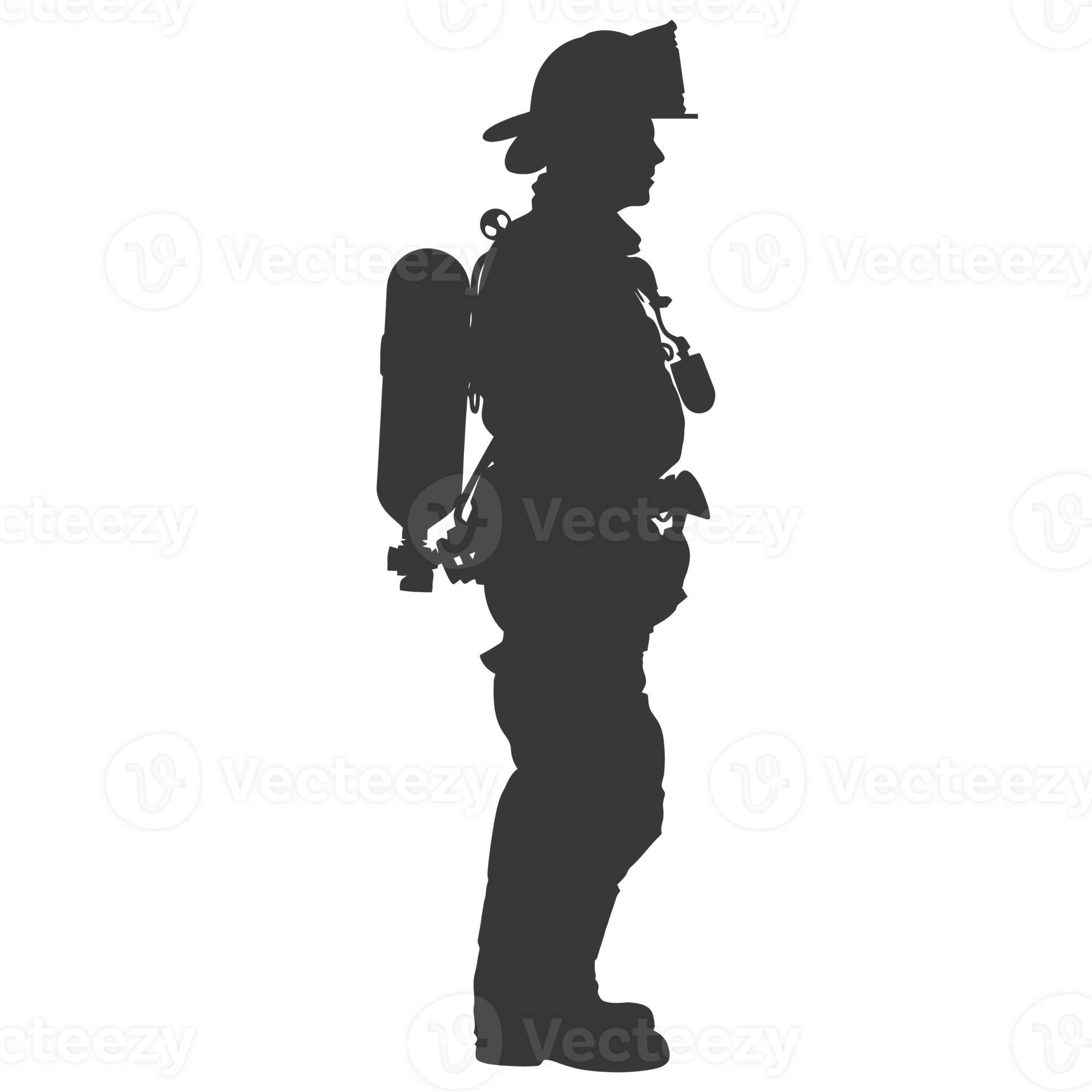 AI generated Silhouette firefighter wearing safety equipment black ...