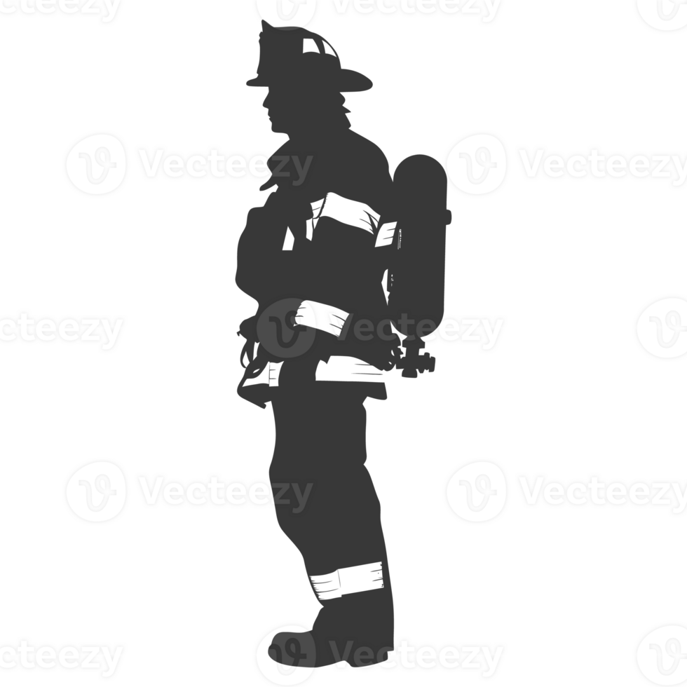 AI generated Silhouette firefighter wearing safety equipment black ...