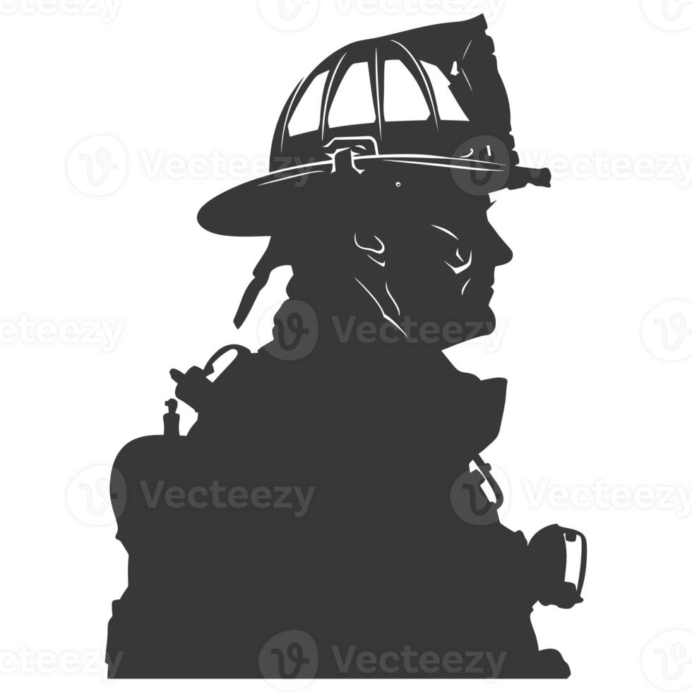 AI generated Silhouette firefighter wearing safety equipment black ...