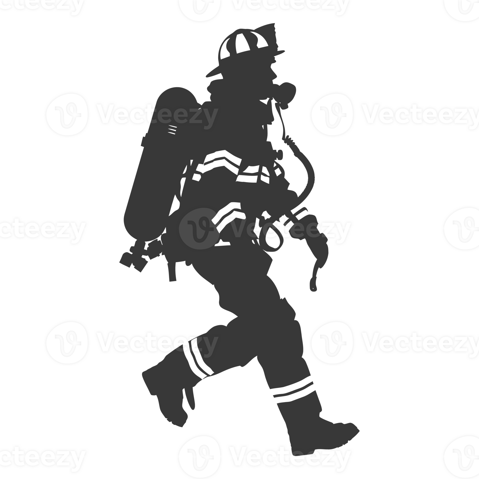 AI generated Silhouette firefighter wearing safety equipment black ...