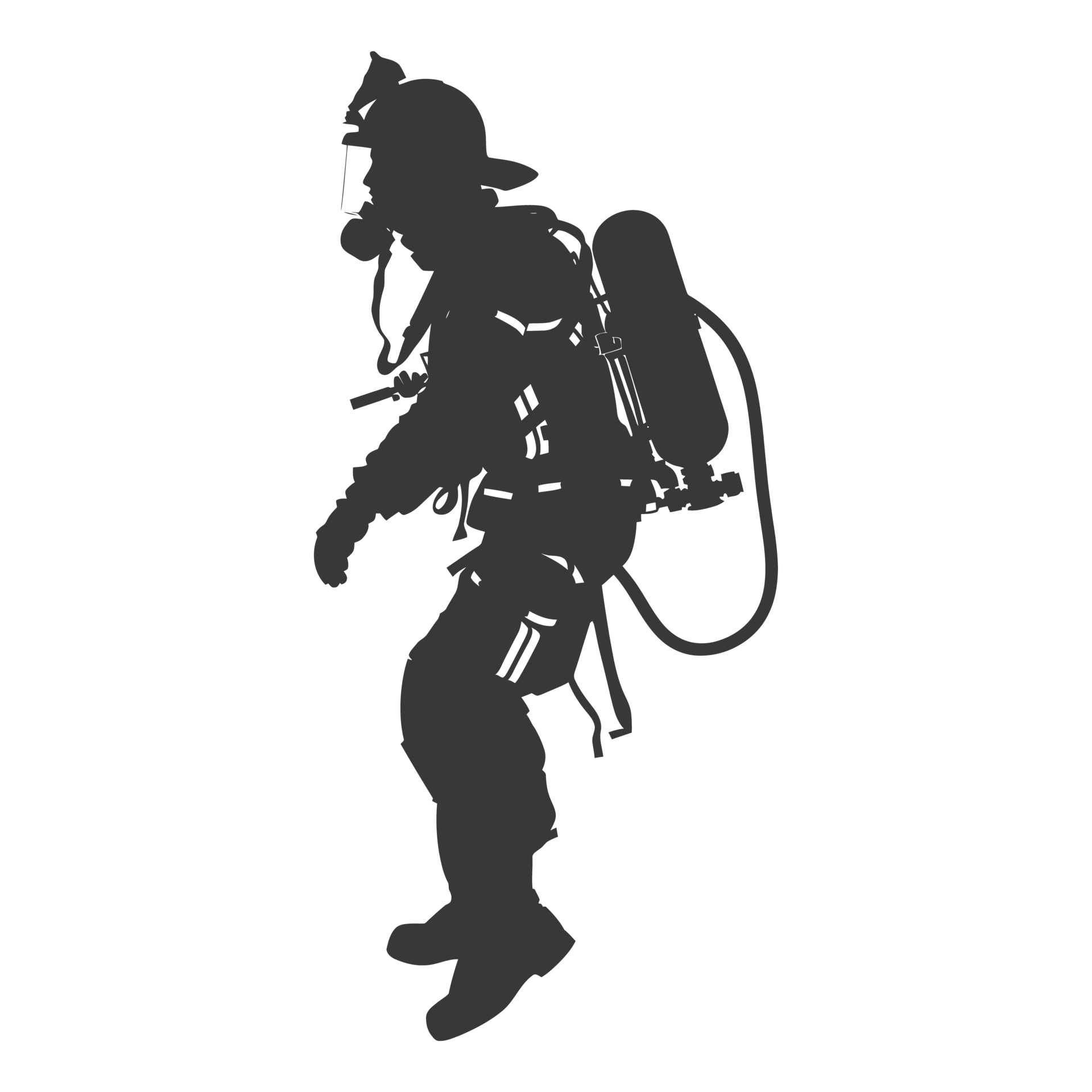 AI generated Silhouette firefighter wearing safety equipment black ...