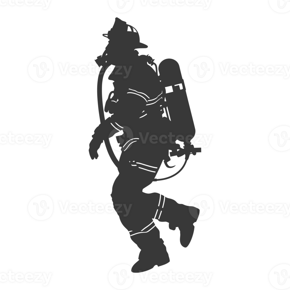 AI generated Silhouette firefighter wearing safety equipment black ...