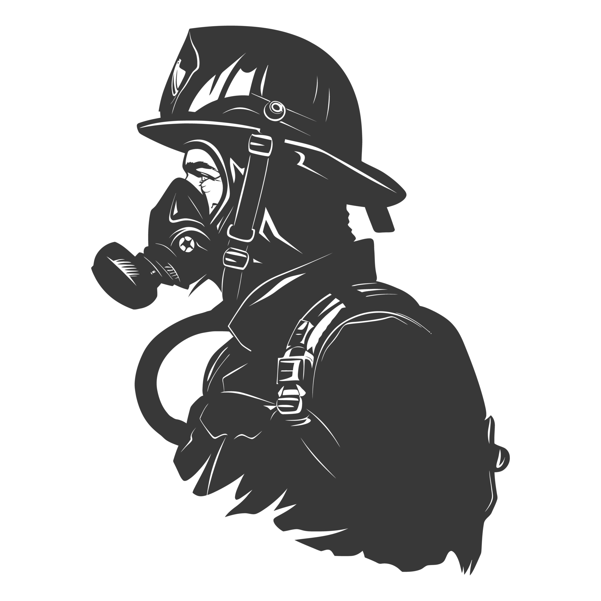 AI generated Silhouette firefighter wearing safety equipment black ...