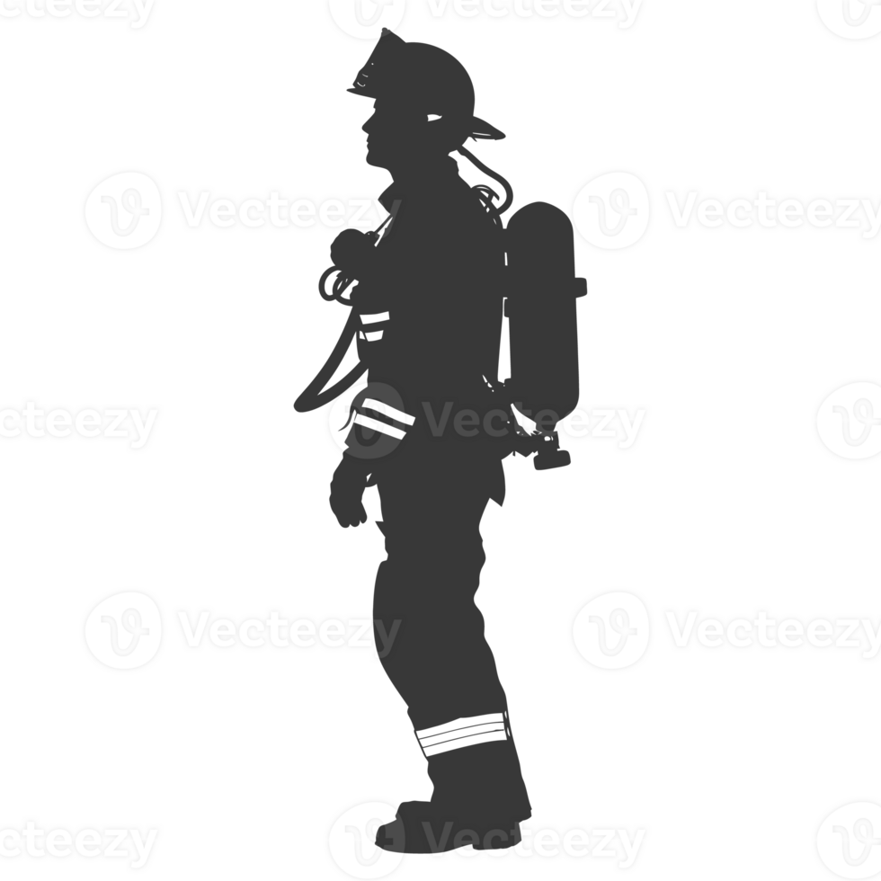 AI generated Silhouette firefighter wearing safety equipment black ...