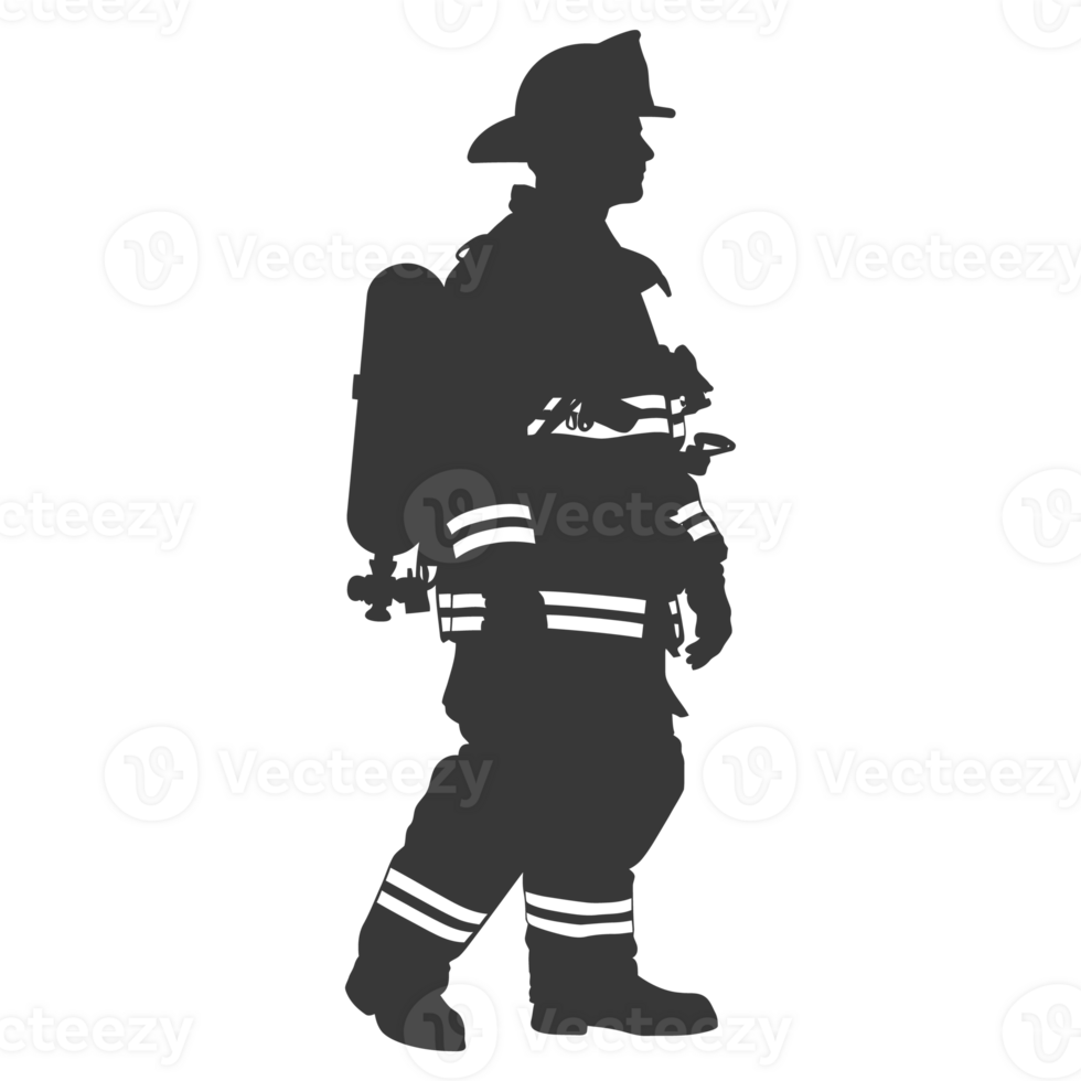 AI generated Silhouette firefighter wearing safety equipment black ...