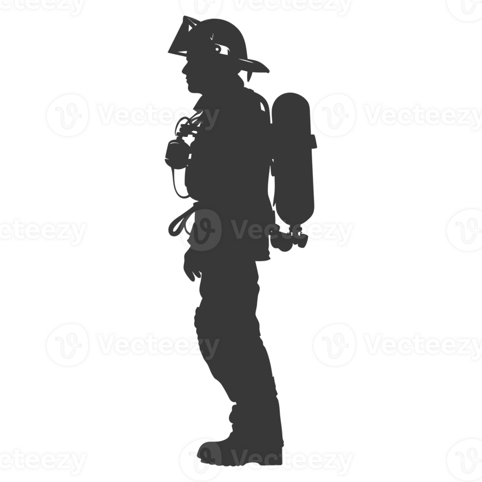 AI generated Silhouette firefighter wearing safety equipment black ...
