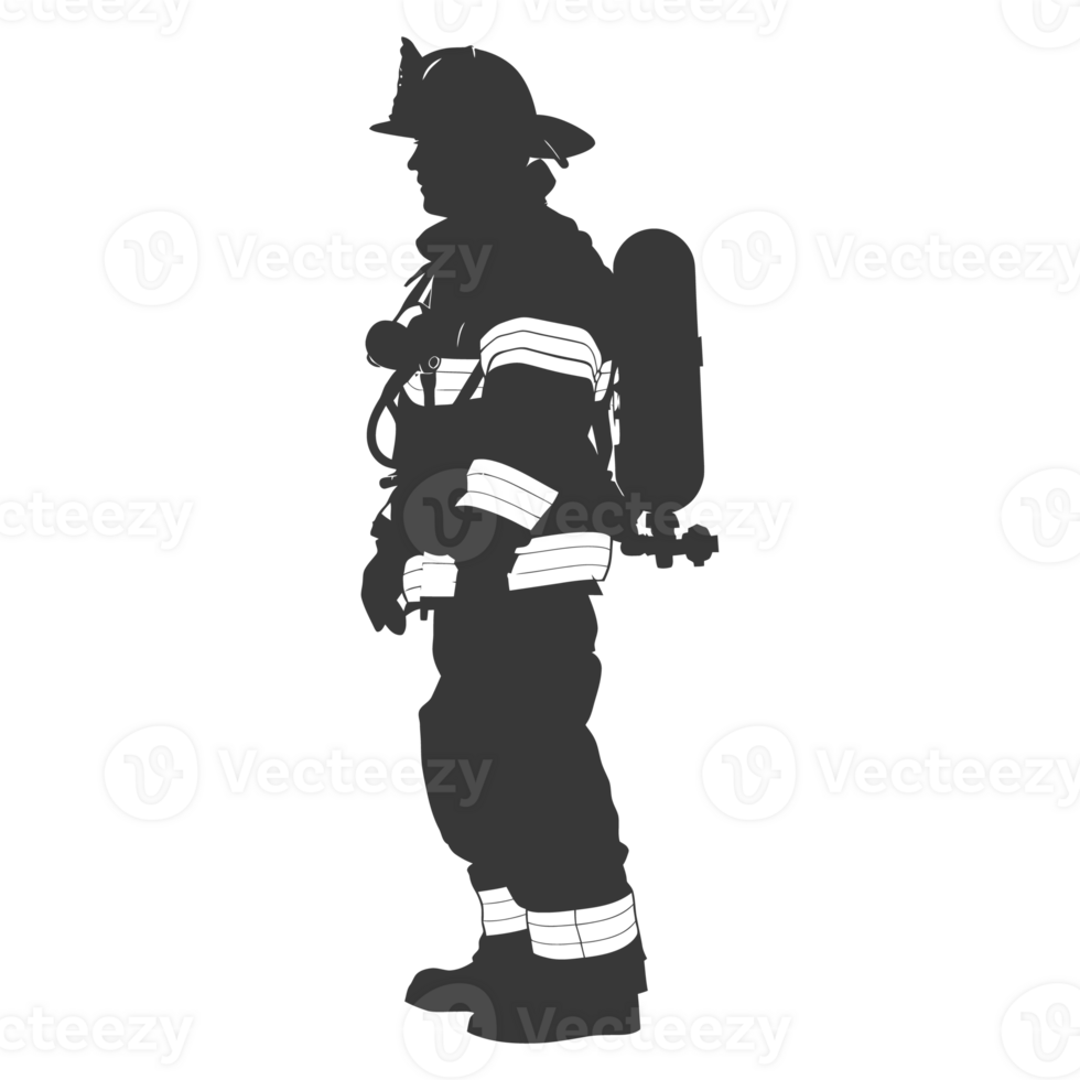 AI generated Silhouette firefighter wearing safety equipment black ...