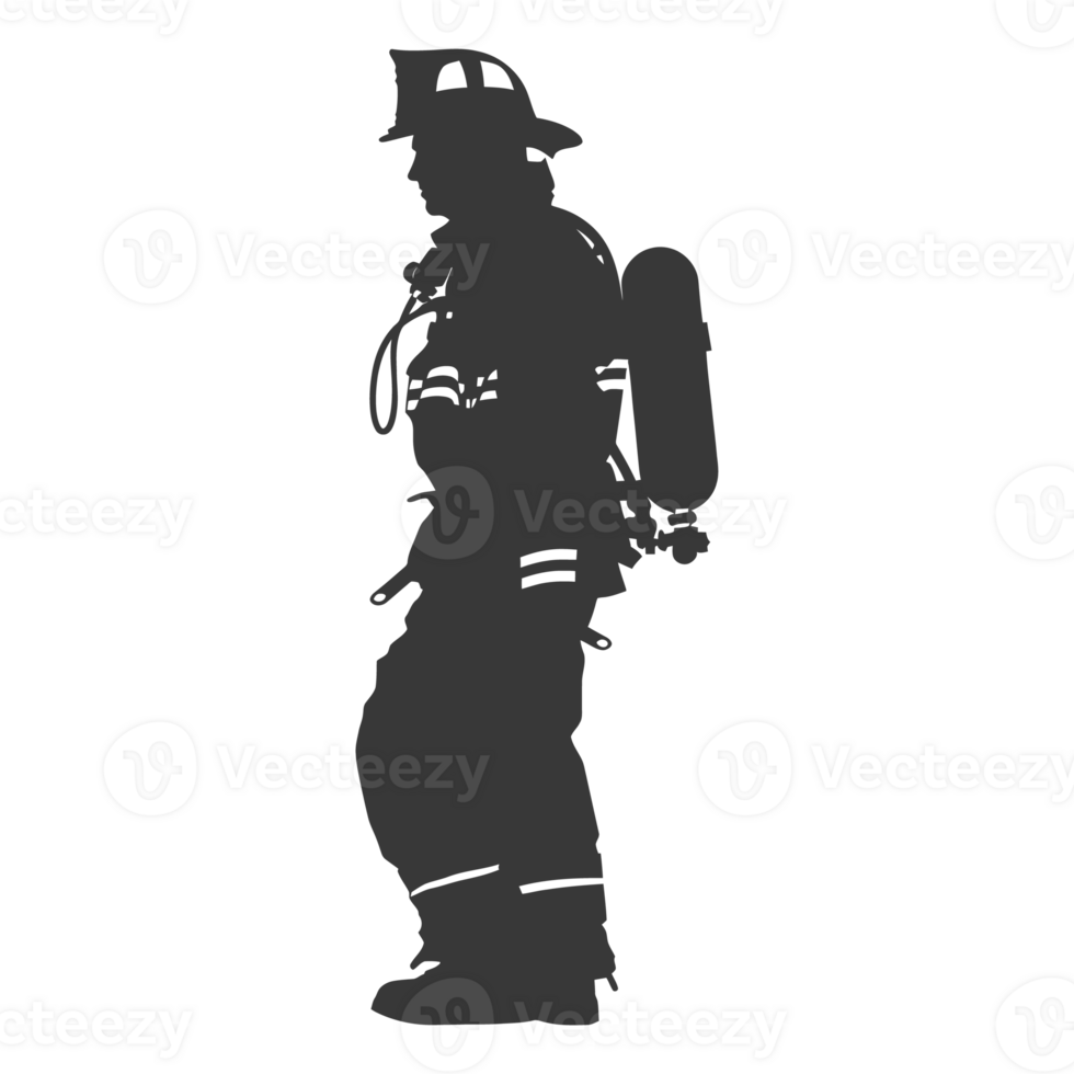 AI generated Silhouette firefighter wearing safety equipment black ...