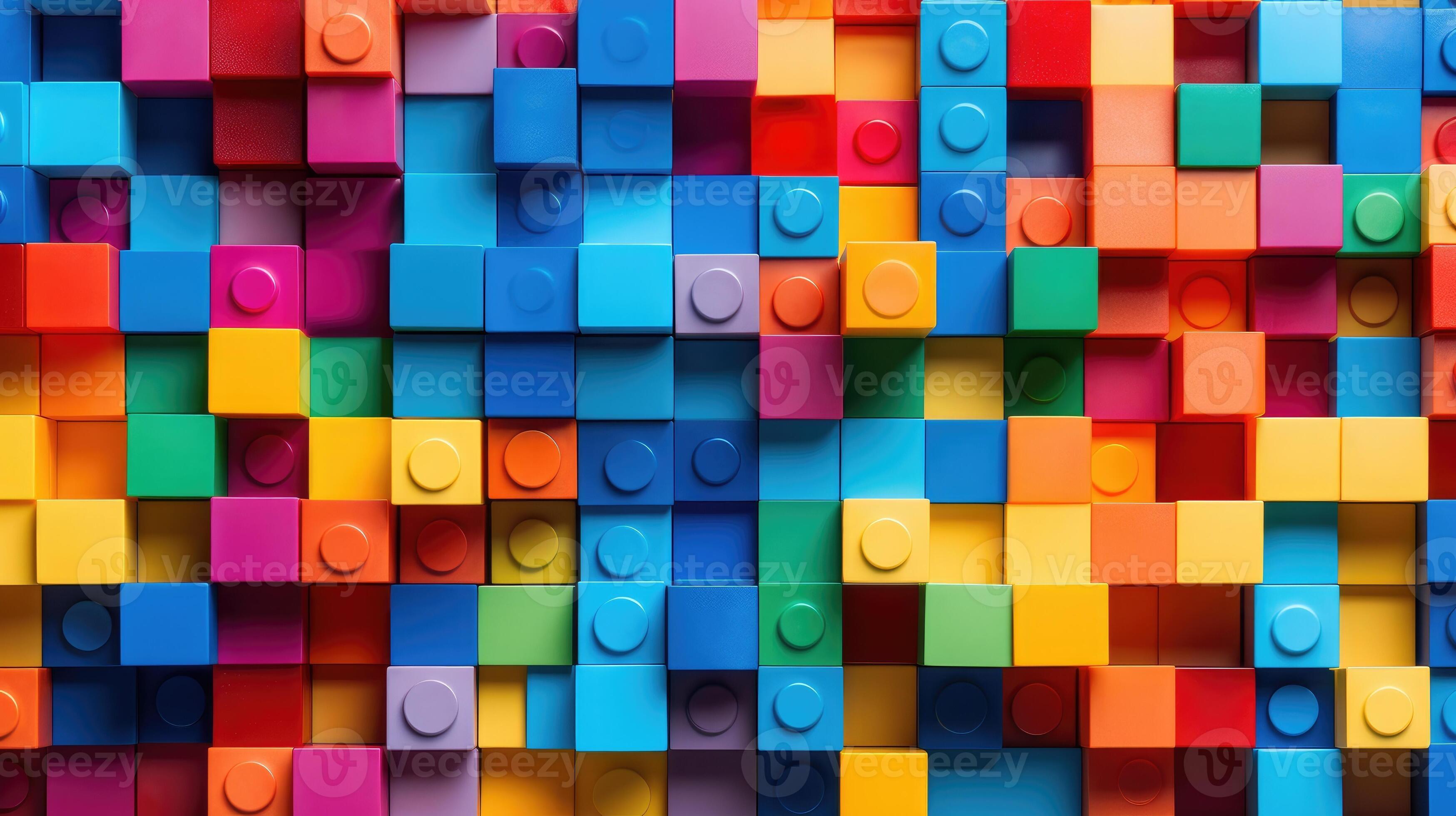 AI generated Dive into the playful world with a vibrant background of colorful building blocks ...