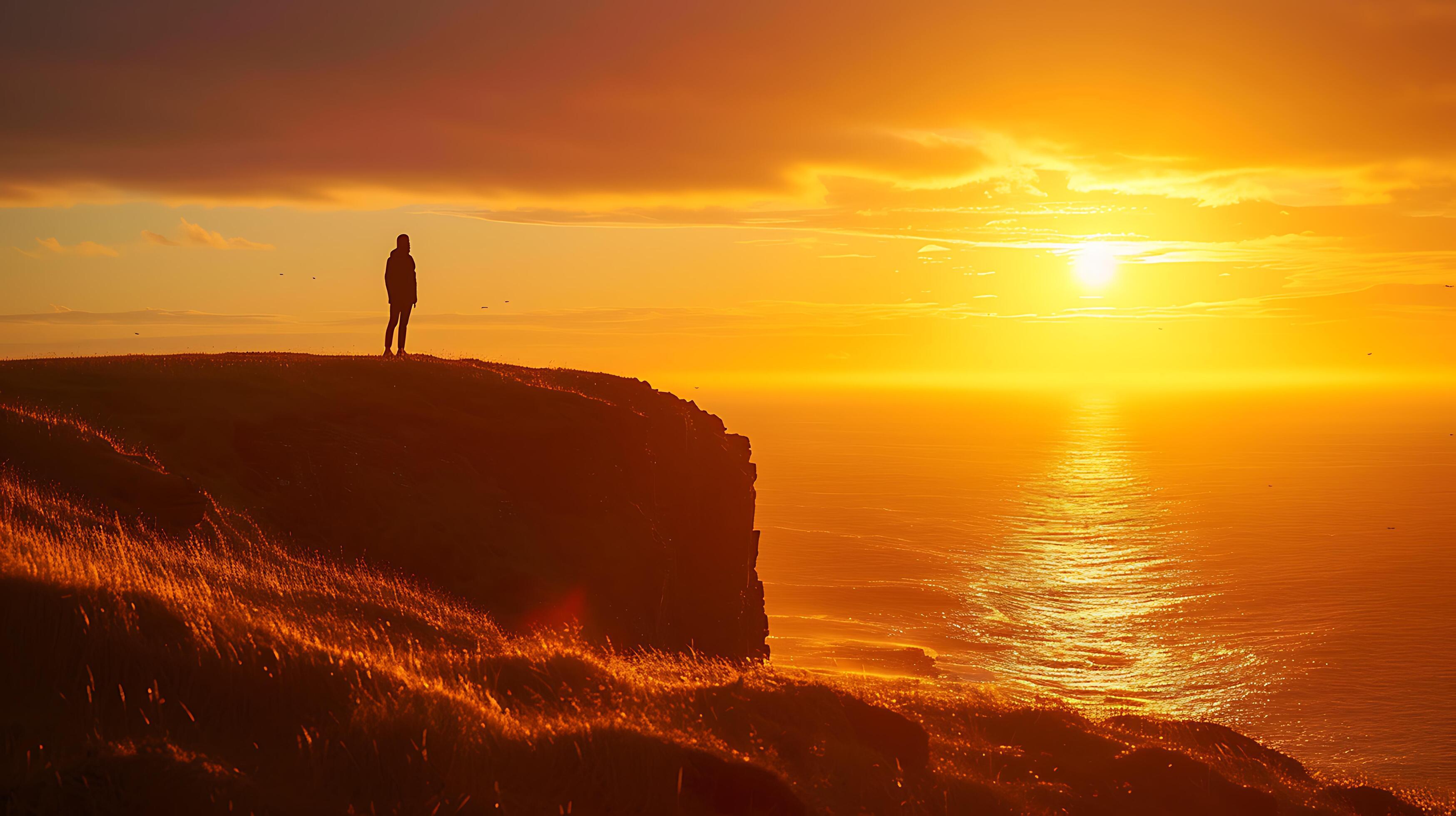 AI generated Embracing Change Silhouette by the Setting Sun Symbolizing Strength Resilience and ...