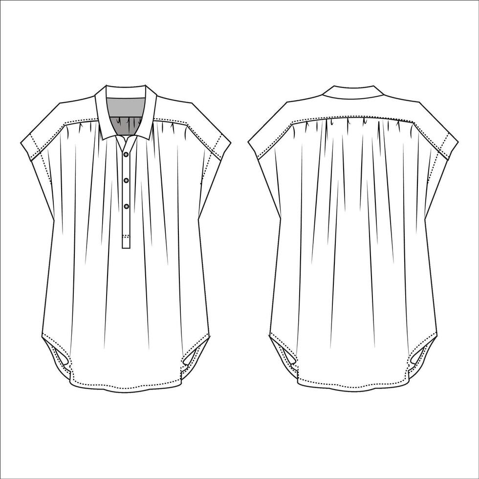 Womens T Shirt Fashion Flat Sketch Apparel Template Vector Skip The