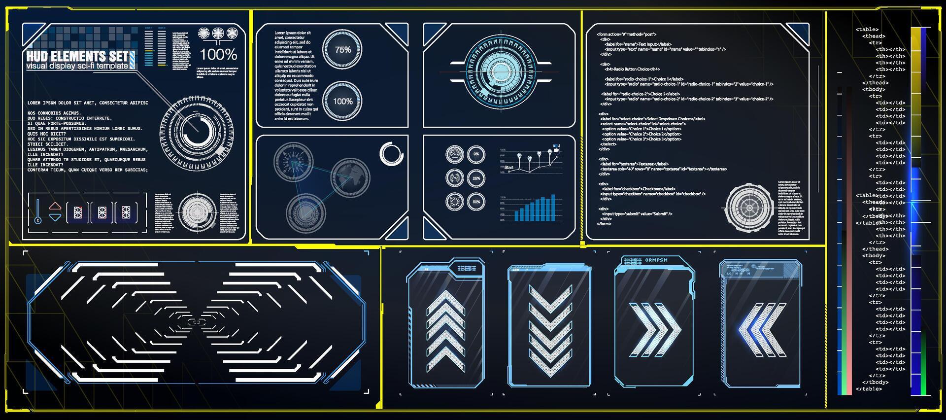 Futuristic Vector HUD Interface Screen Design. Digital callouts titles ...