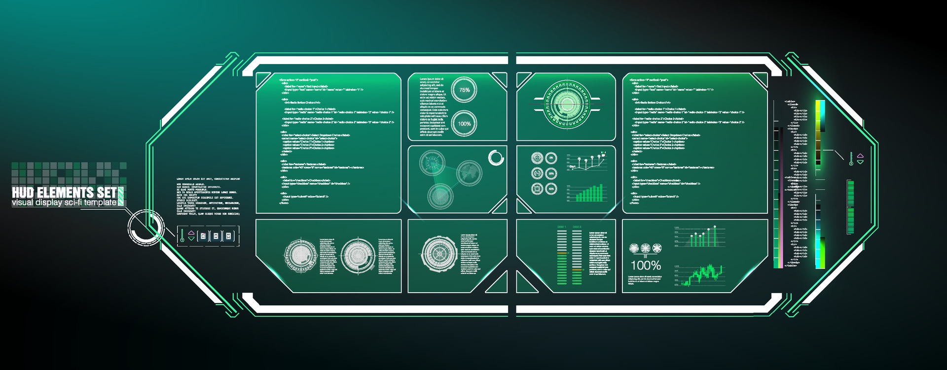 Futuristic Vector HUD Interface Screen Design. Digital callouts titles ... Futuristic Vector HUD Interface Screen Design. Digital callouts titles ...