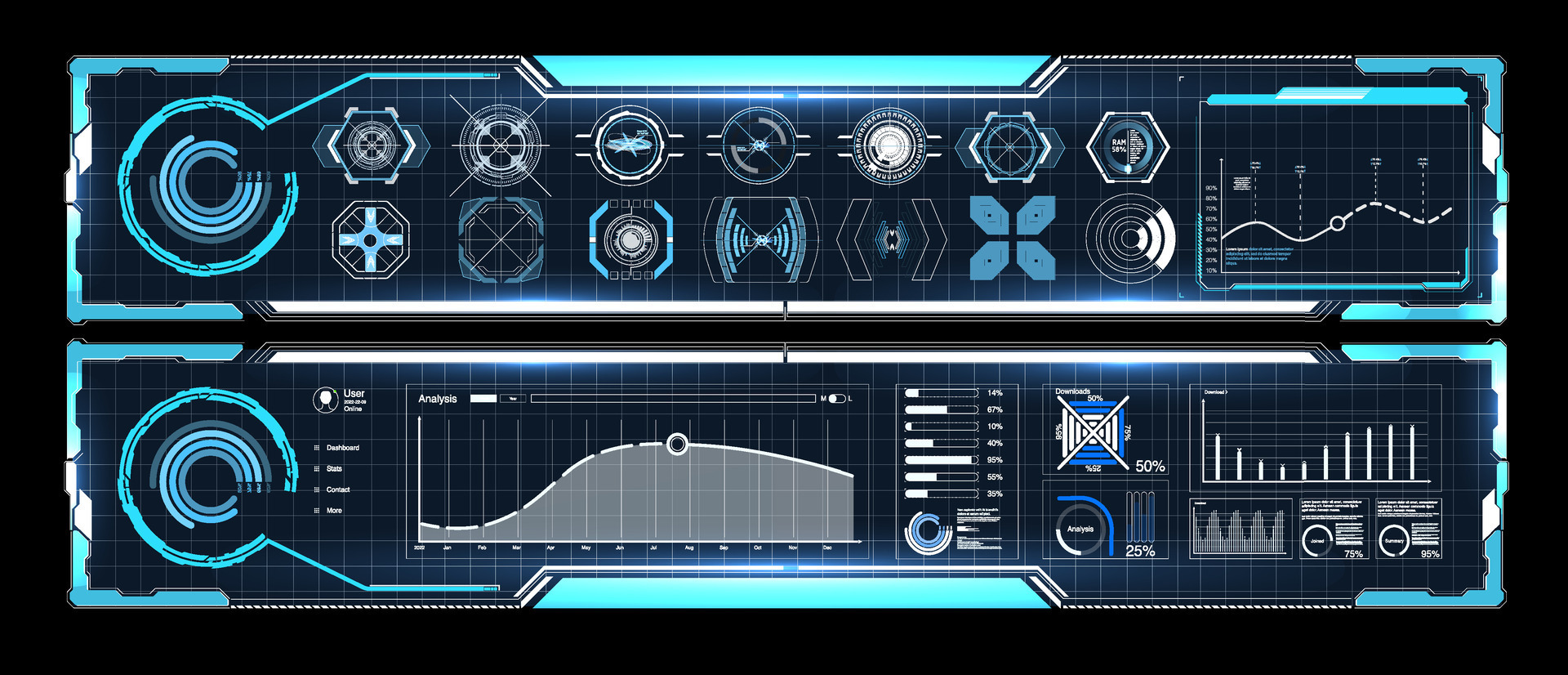 Futuristic Vector HUD Interface Screen Design. Digital callouts titles ... Futuristic Vector HUD Interface Screen Design. Digital callouts titles ...
