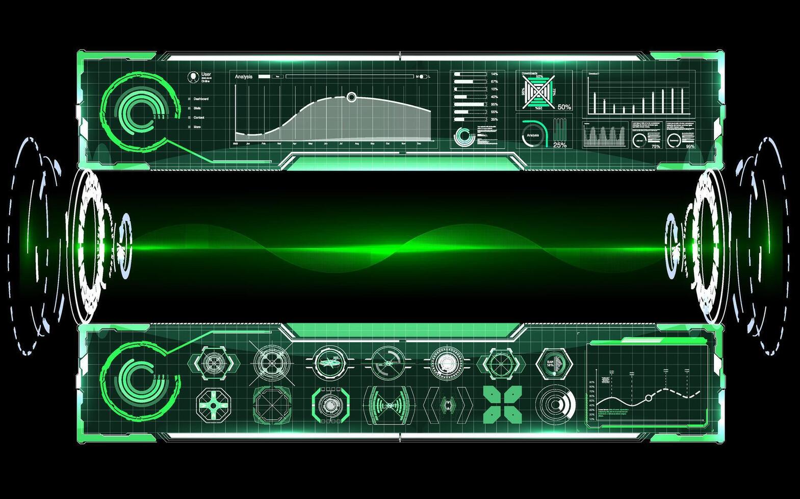 Futuristic Vector HUD Interface Screen Design. Digital callouts titles. HUD UI GUI futuristic ...