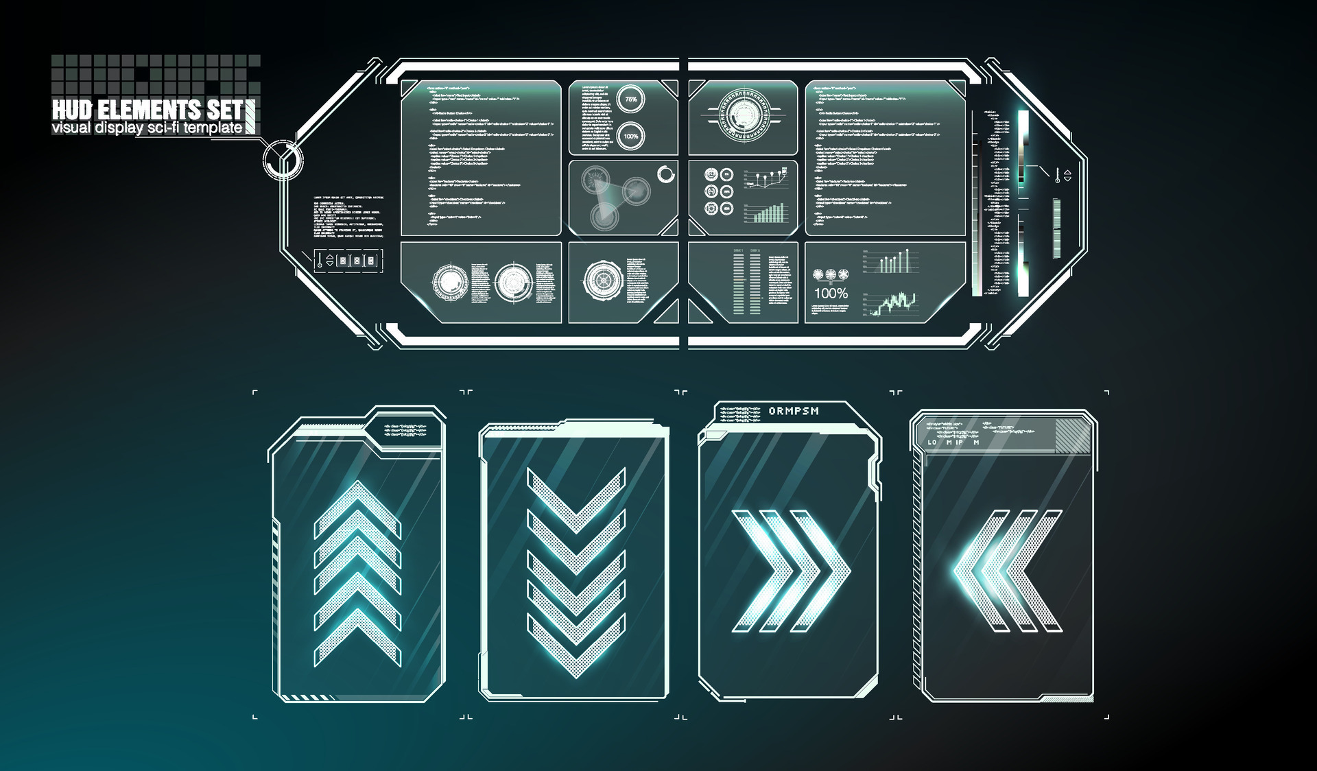 Futuristic Vector HUD Interface Screen Design. Digital callouts titles ...