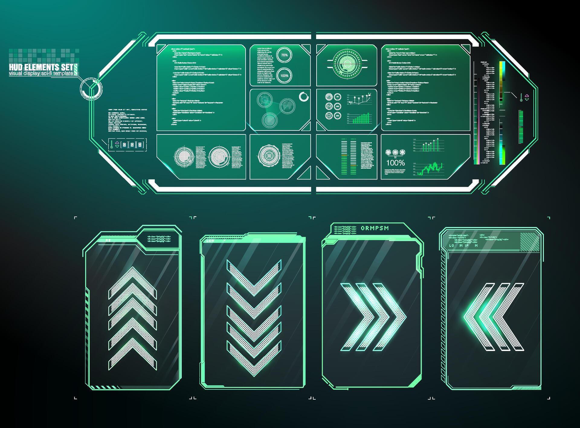 Futuristic Vector HUD Interface Screen Design. Digital callouts titles ...