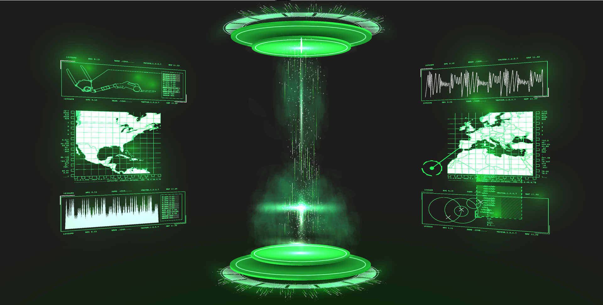 Futuristic circle HUD, GUI, UI interface screen design. Abstract style on blue background. Blank ...