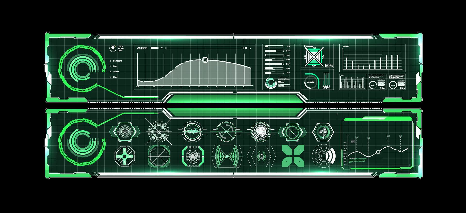 Futuristic Vector HUD Interface Screen Design. Digital callouts titles. HUD UI GUI futuristic ...