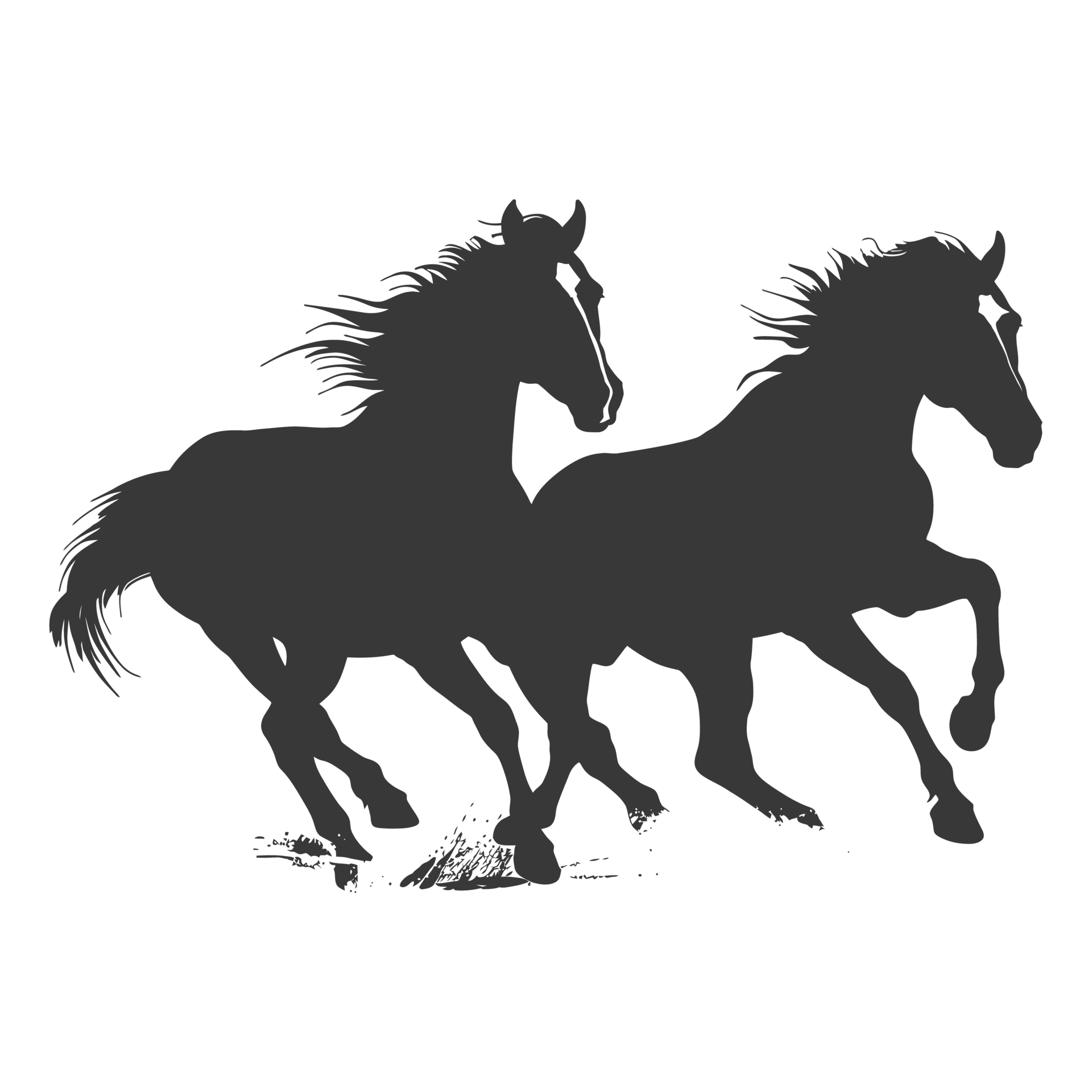 AI generated Silhouette two horses galloping 40736064 PNG