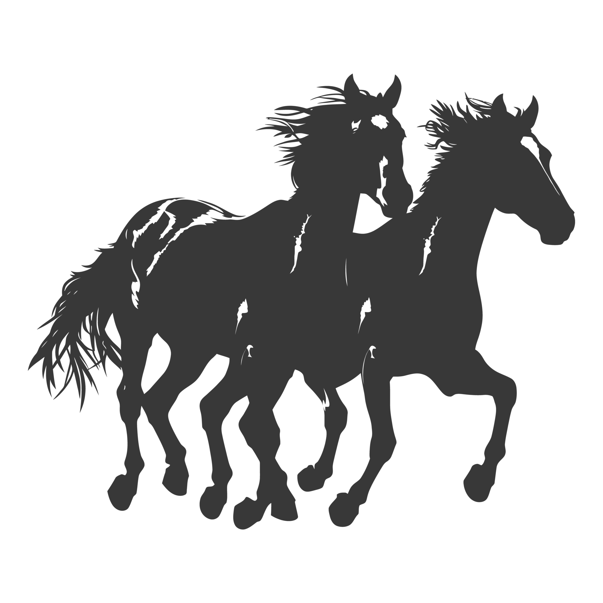 AI generated Silhouette two horses galloping 40736075 PNG