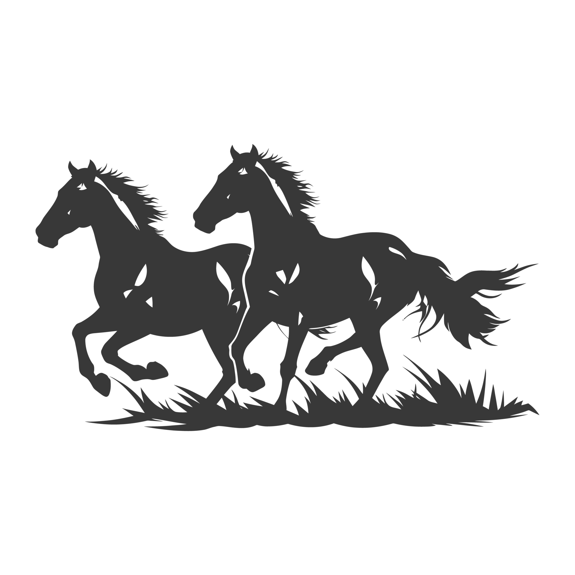 AI generated Silhouette two horses galloping 40736077 PNG