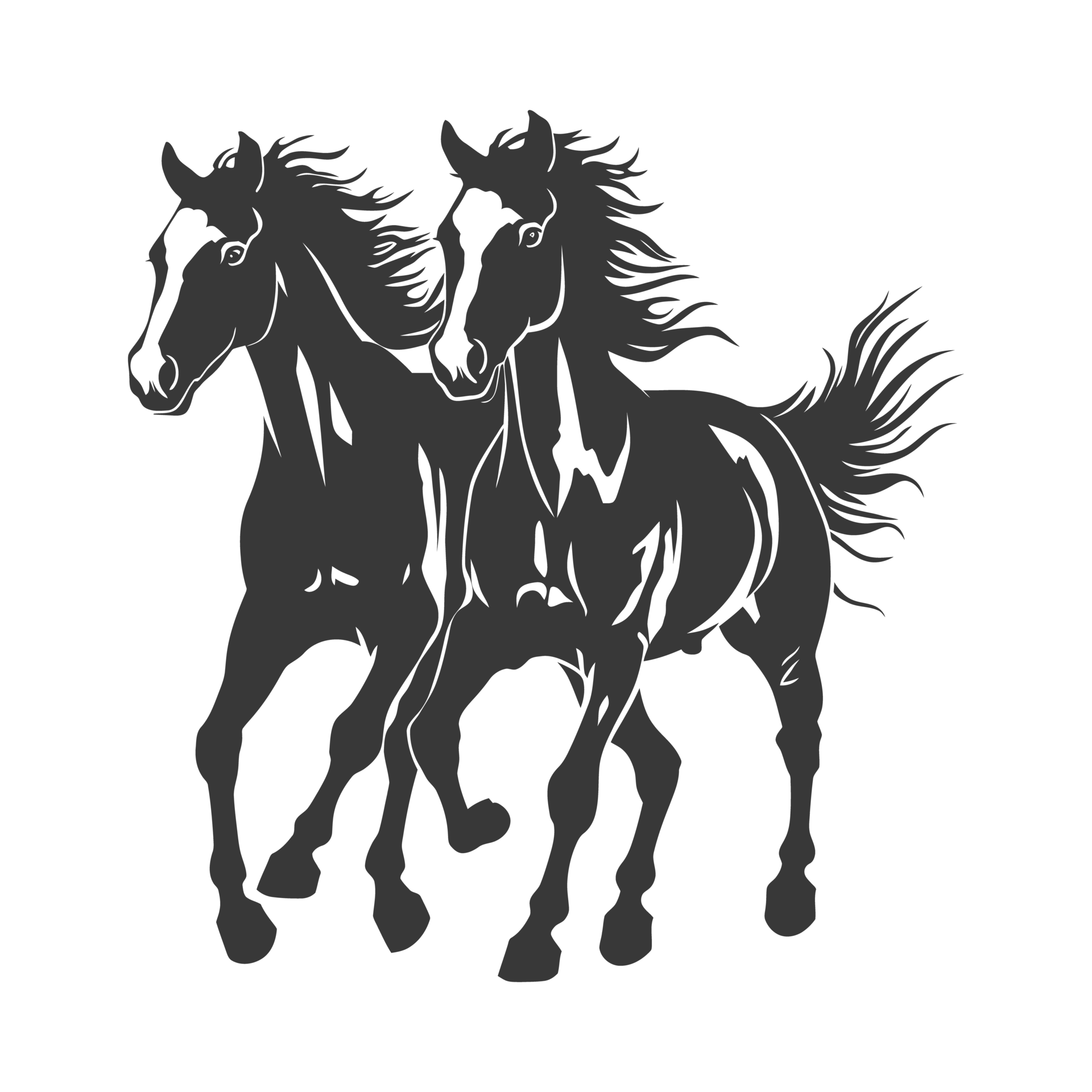 AI generated Silhouette two horses galloping 40736110 PNG