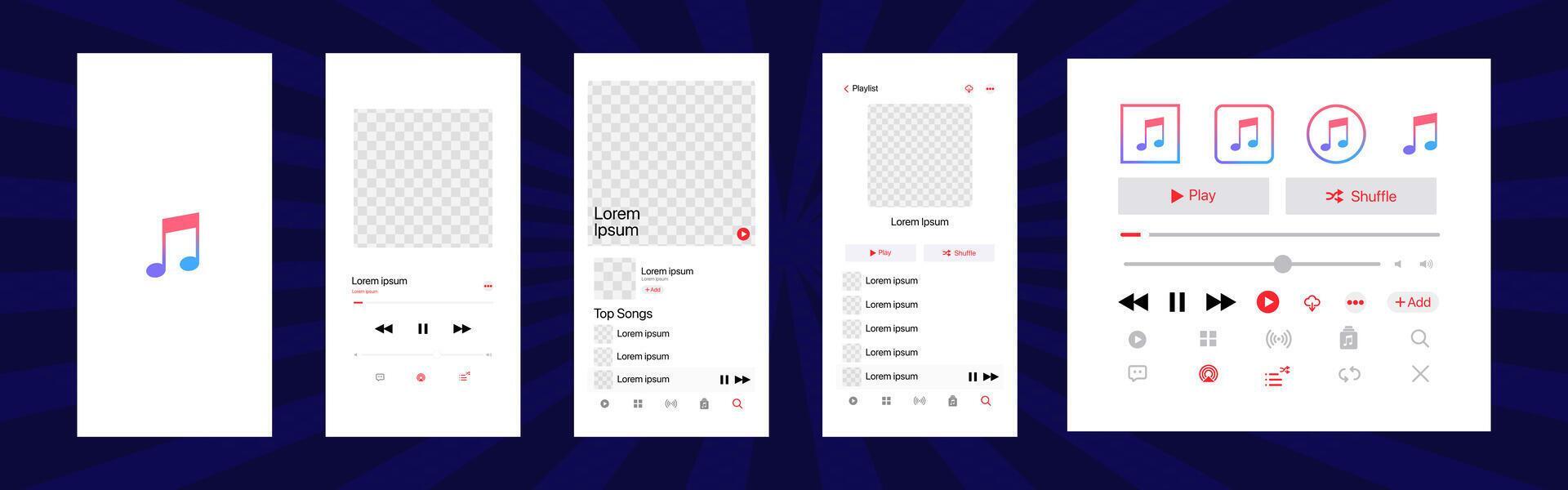 Apple music interface. App music. App interface template on Apple ...