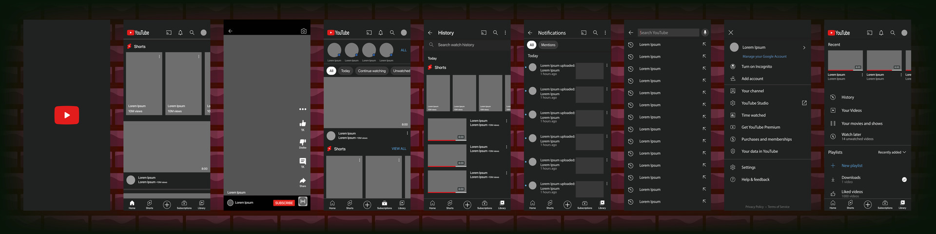 YouTube mobile interface. You Tube screen social media, video hosting ...