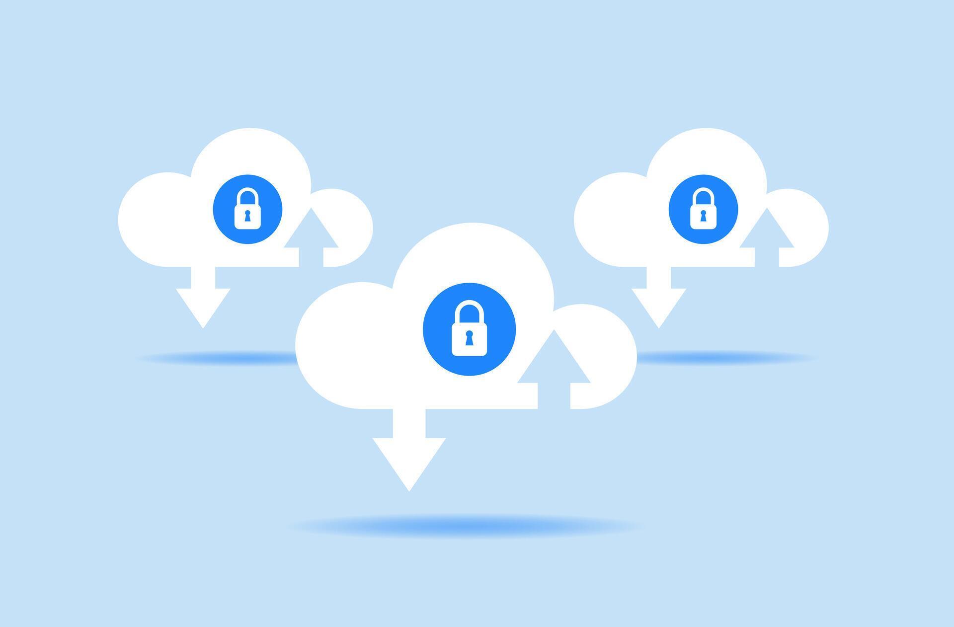 Secure file sharing vector illustration concept with characters ...